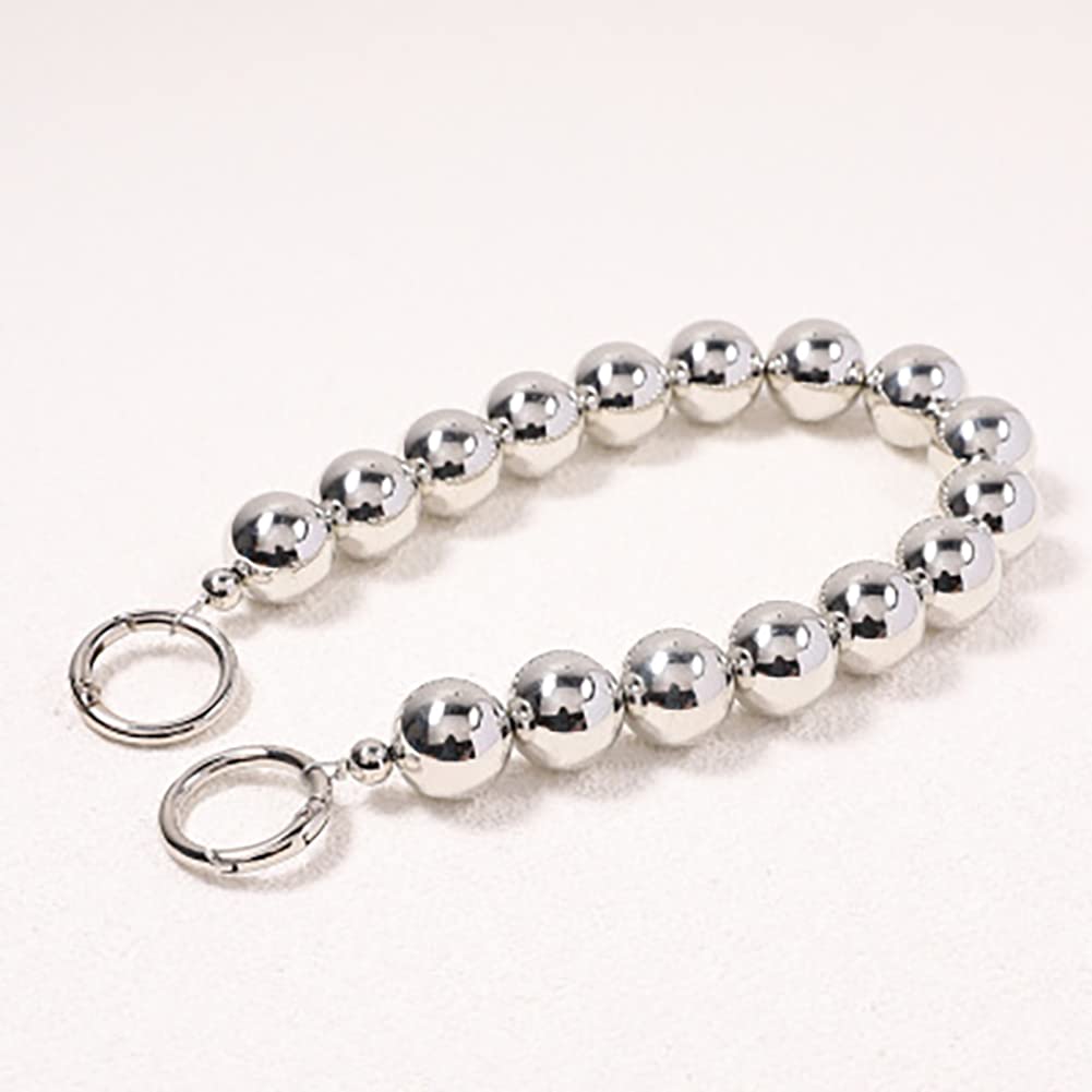 Handbag Chain Accessories with Metal Buckles, Bag Charm Chain for Women Purses Supplies,Pearl Beads Chain for Shoulder Bag (Silver Beads)