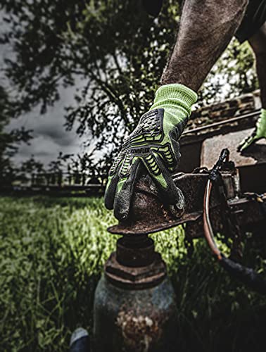 Gorilla Grip Max RhinoFlex High Vis Work Gloves with Impact and Abrasion Protection, Large