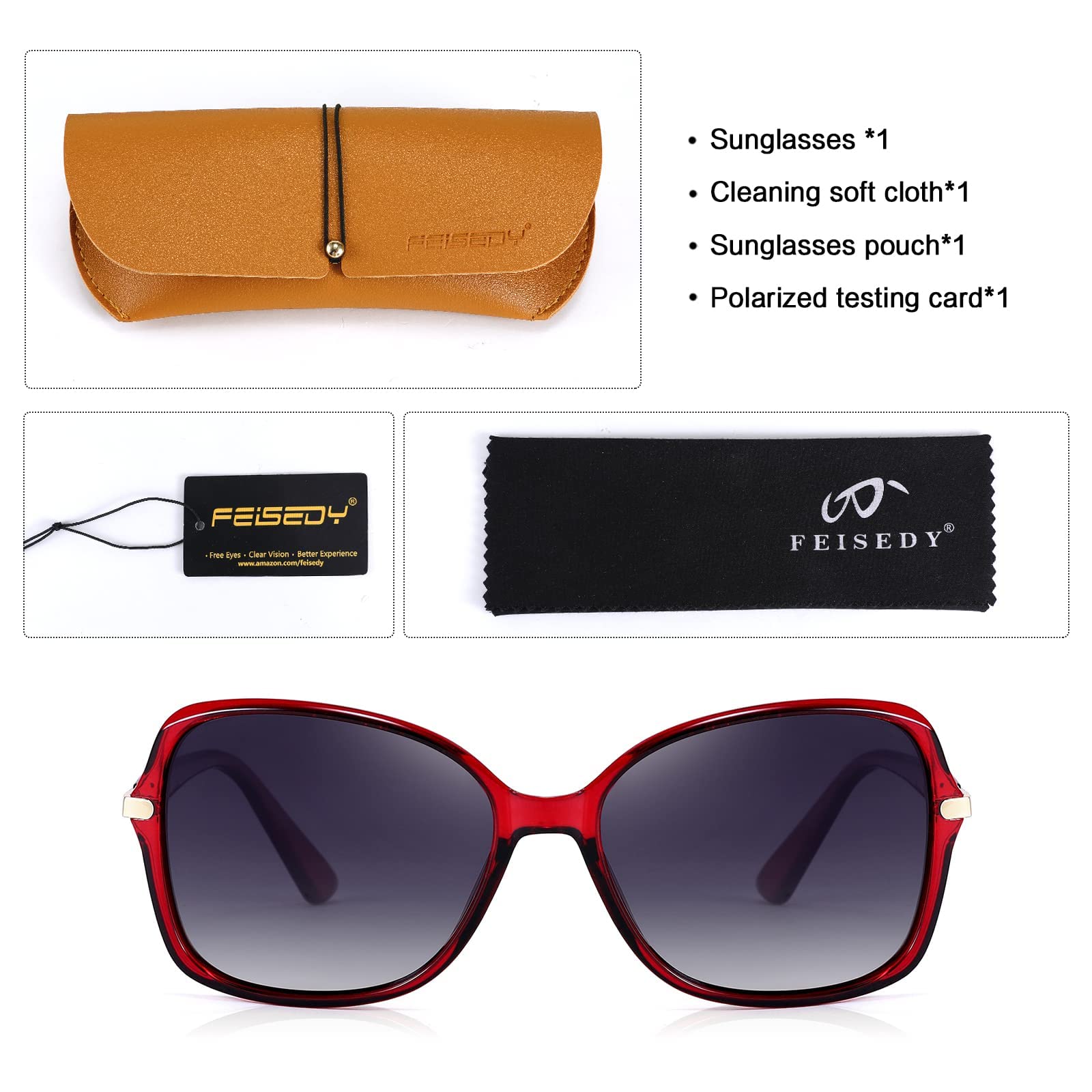 FEISEDY Vintage Square Polarized Sunglasses Trendy Cateye Ladies Oval Elegant Sun Glasses for Women Men B2760