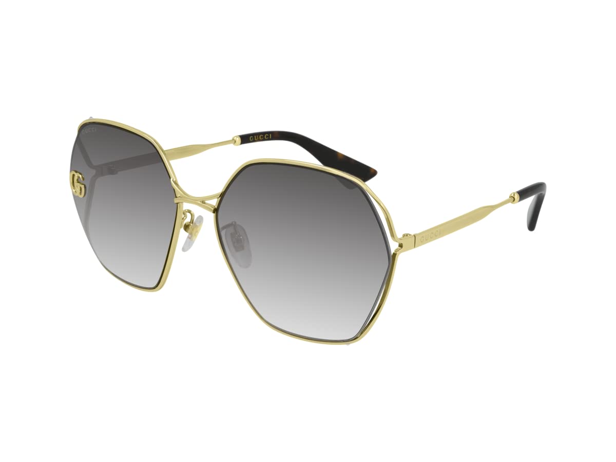 Gucci GG818SA 004 63MM Gold/Yellow Gradient Square Sunglasses for Women + BUNDLE with Designer iWear Eyewear Kit