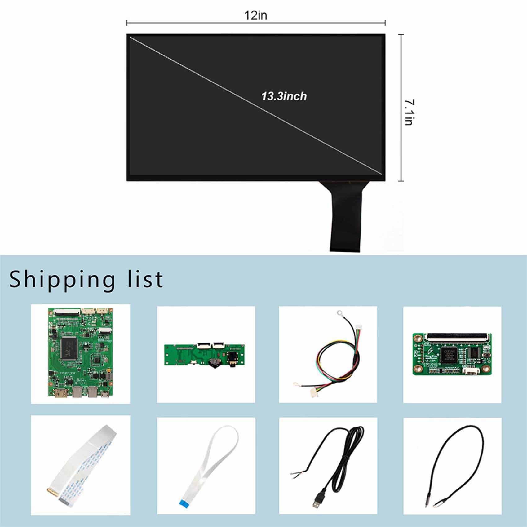 FanyiTek 13.3" Touchscreen Monitor,13.3 inch 1920x1080 FHD IPS Touch Sensor Screen and USB Type C Mini HDMI eDP Controller Board