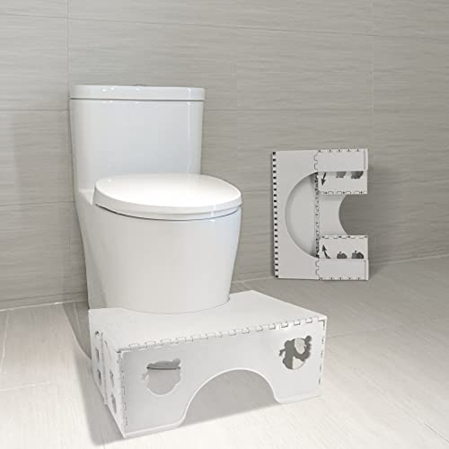 Foldable Toilet Potty Stool for Adults, 7" Healthy Squatting Posture Toilet Poop Stool, Bathroom Anti-Slip Toilet Assistance Step Stool, Fold Design Christmas Decor Portable Travel Poop Stool.(Grey)