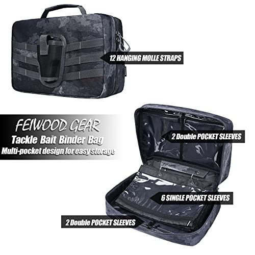 FEIWOOD GEAR Fishing Tackle Backpack with 4 Tackle Boxes+Bait Storage Bag,Saltwater Resistant Soft Bait Binder Bag