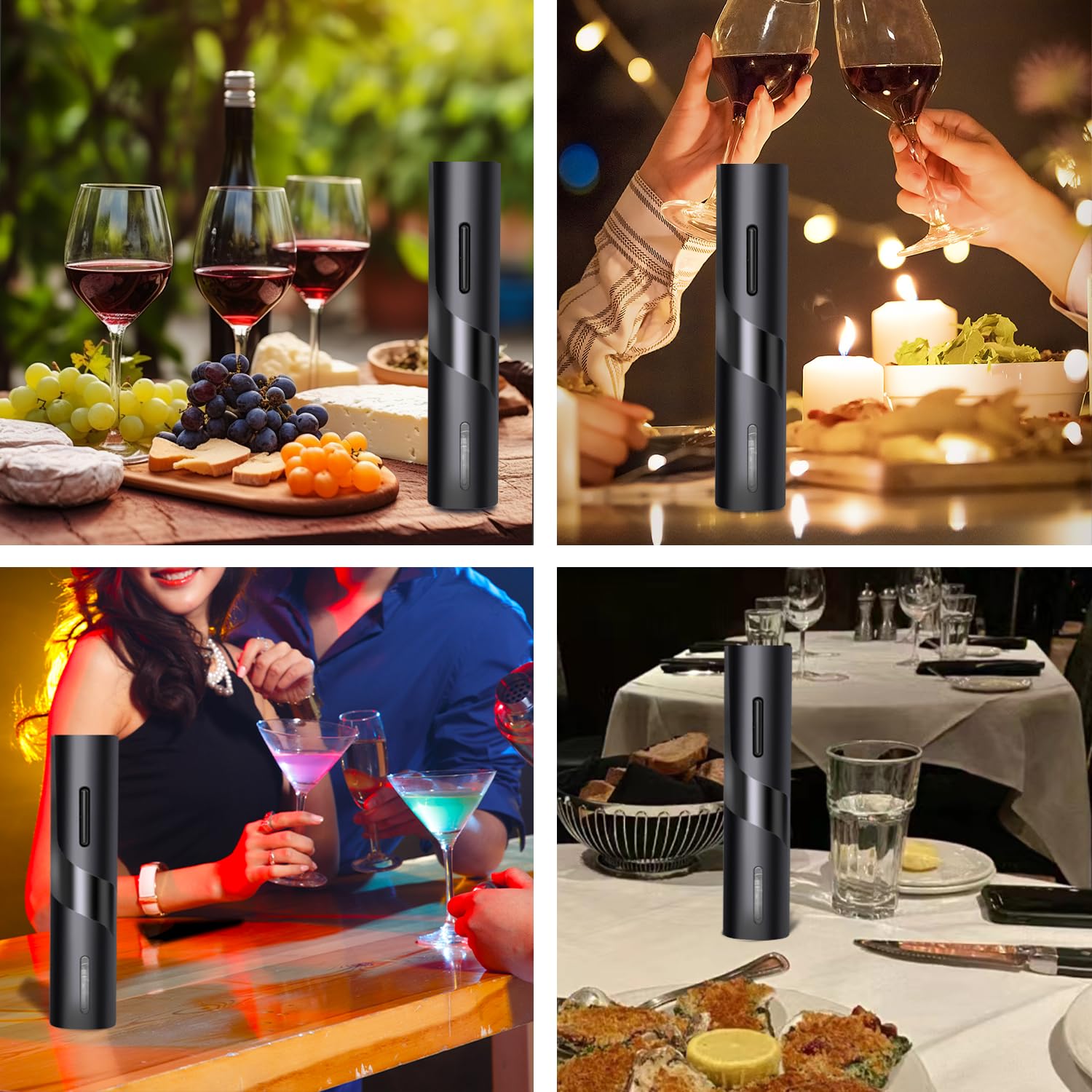 ManGotree Electric Wine Opener, Wine Bottle Opener with Foil Cutter, Wine Opener for Kitchen Storage, Battery Operated Corkscrew Wine Opener, Suit for Home Party Wedding etc. (Black)