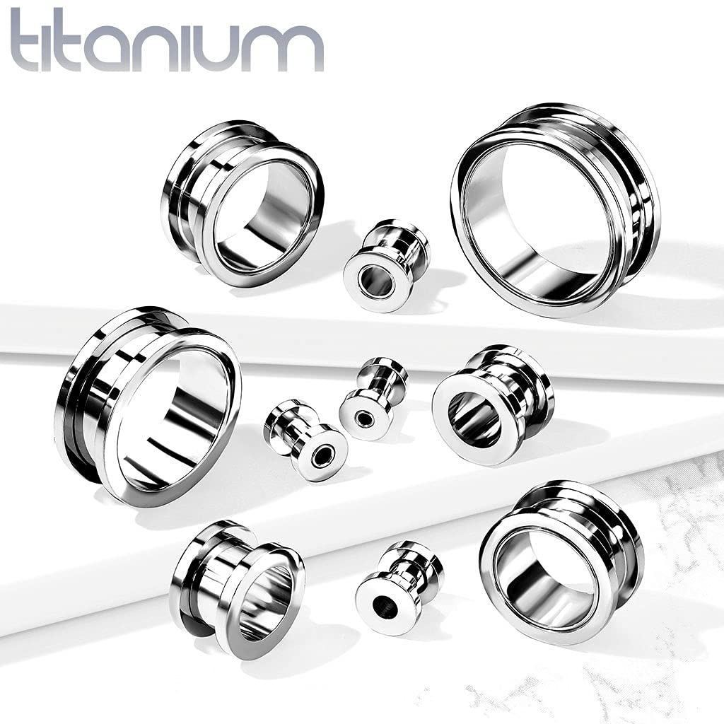 Dynamique Pair Of Implant Grade Titanium Double Flared Screw Fit Flesh Tunnel