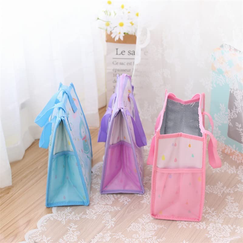 Eiodlulu Cartoon Bag Box Cute Anime Reusable Cooler Large Capacity Insulated Waterproof Tote For Picnic Work Outdoor Camping (Purple)