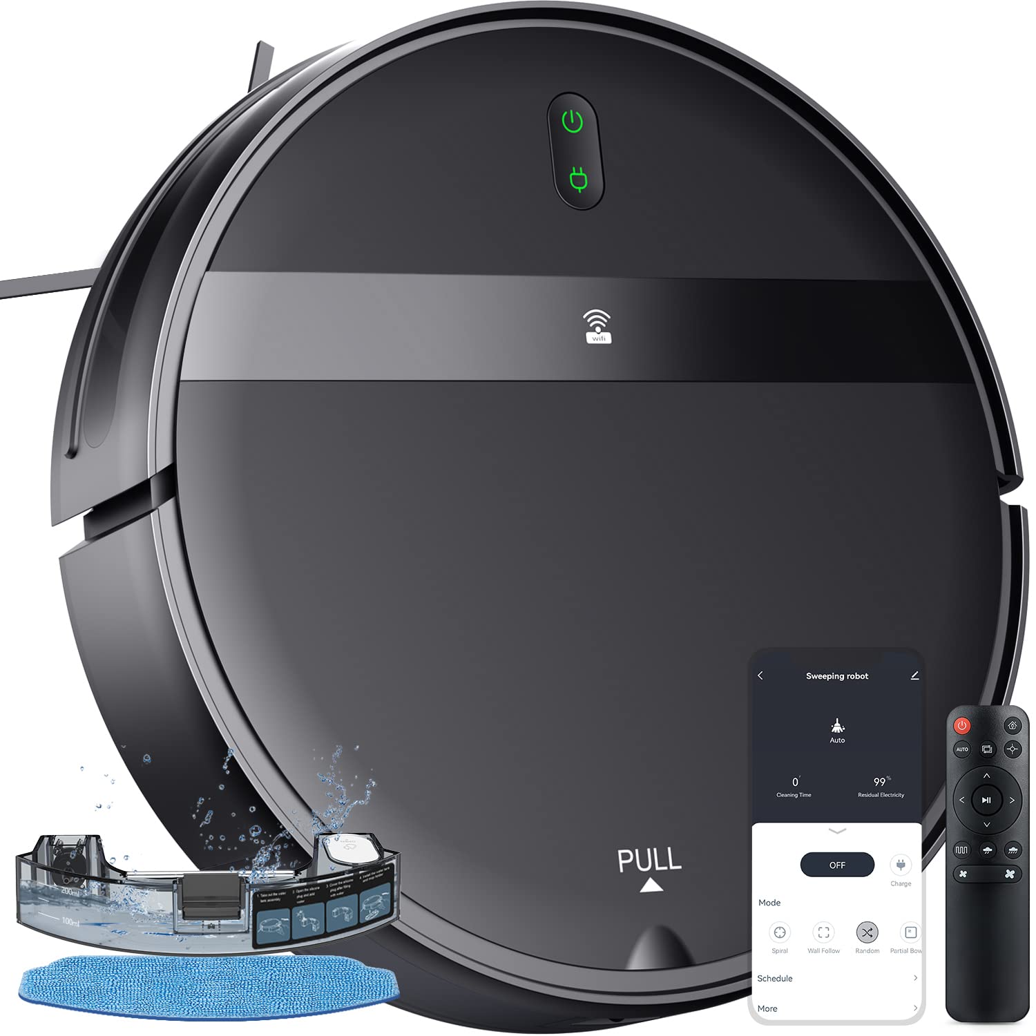 MANVINS Robot Vacuum and Mop Combo, Robotic Vacuum with WiFi/App/Alexa, Tangle-Free Suction, Automatic Recharge, Slim, Quiet, Robot Vacuum Cleaner for Pet Hair/Carpet/Hard Floor