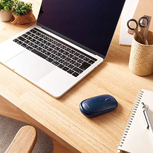 ELECOM Wireless Mouse, with USB Receiver, Silent, Quiet Click, Slim, 4 Button, for iPad, Laptop, PC and Mac, Blue (M-TM10DBBU/EC)