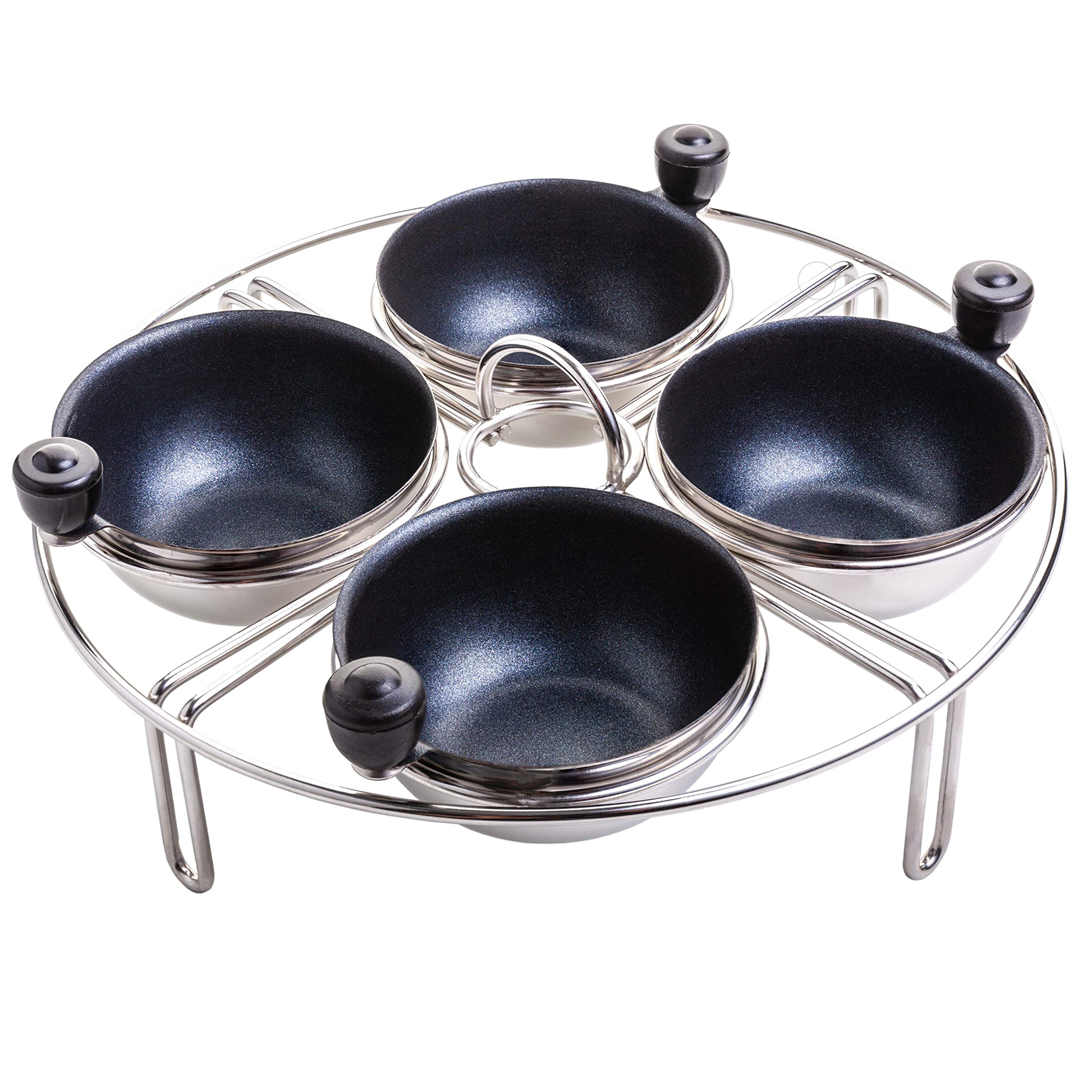 Eggssentials Egg Poacher Insert Stainless Steel Poached Egg Cooker Eggs Poaching Cup PFOA Free Egg Poachers Nonstick, 7.25" Rack Compatible with Skillet Instant Pot