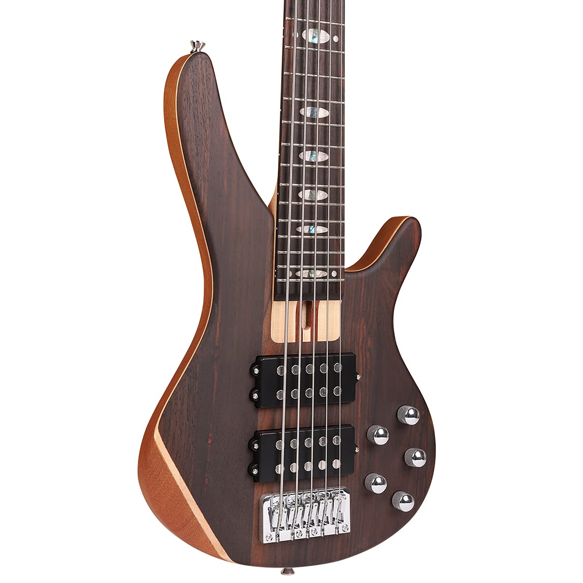 Electric Bass Guitar 5 Strings Full Size P Bass Beginner Kit Black for Starter with Gig Bag, Guitar Strap, and Guitar Cable