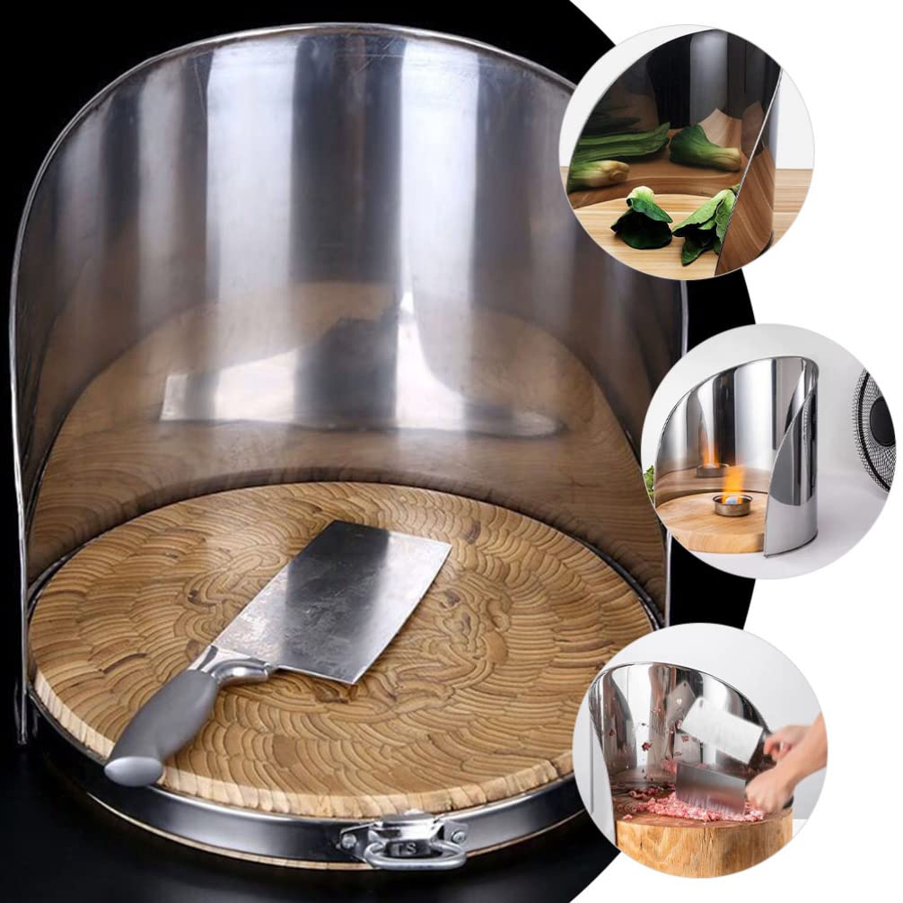 HEMOTON Meat Cutting Board Cutting Board Barrier Splash Guard Stainless Steel Grease Protective Screen Black Cutting Board