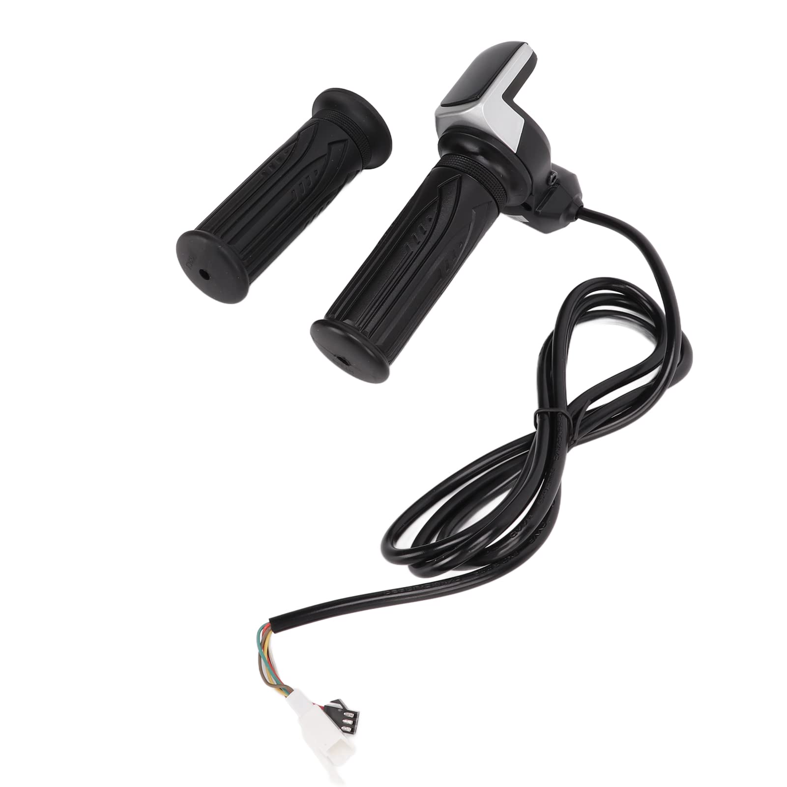 Electric Bicycle Throttle Handle, Rubber LED Display Electric Bike Throttle Grip with Battery Indicator Power Switch Key (#3)
