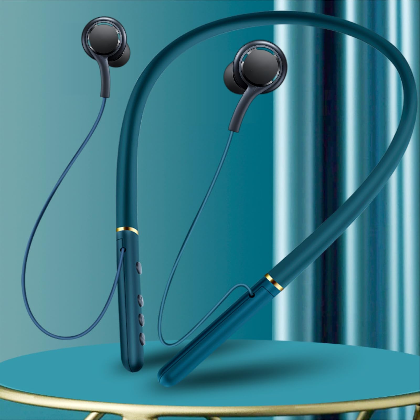 EGMITFX 2023 Sports Bluetooth Headset V5.2 Wireless Bluetooth Earbuds Neckband Headphones 48 Hours of Continuous Playback Time, Lossless Sound Support, Microphone and Volume Remote - Black