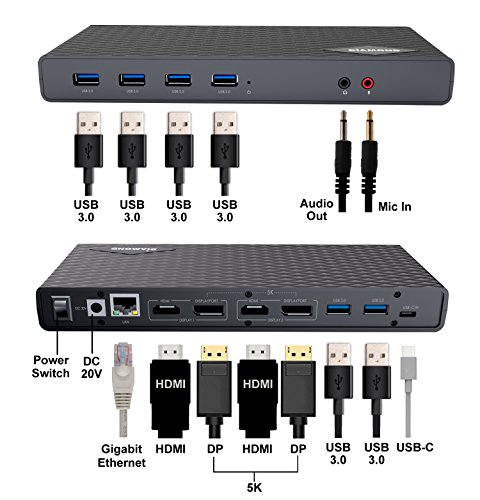 Diamond Multimedia (DS6950) Ultra Dock 5K/4K USB Type-C, Type-A Docking Station and Compatible with Thunderbolt 3 Laptops/Desktop PC’s