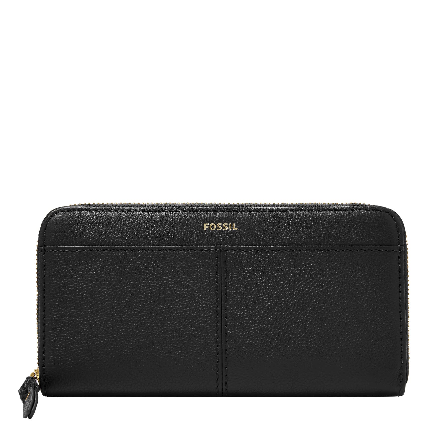 Fossil Women's Tara Leather Crossbody Purse Handbag, Black Women's Tara Leather Zip Around Clutch Wallet, Black