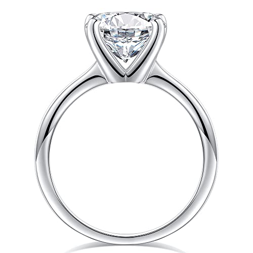 FACETS JEWELS Colorless VVS1 2.00 Carat Moissanite Diamond Engagement And Wedding Ring For Women In Solitaire Ring in - 10K Solid White Gold Size 6.5