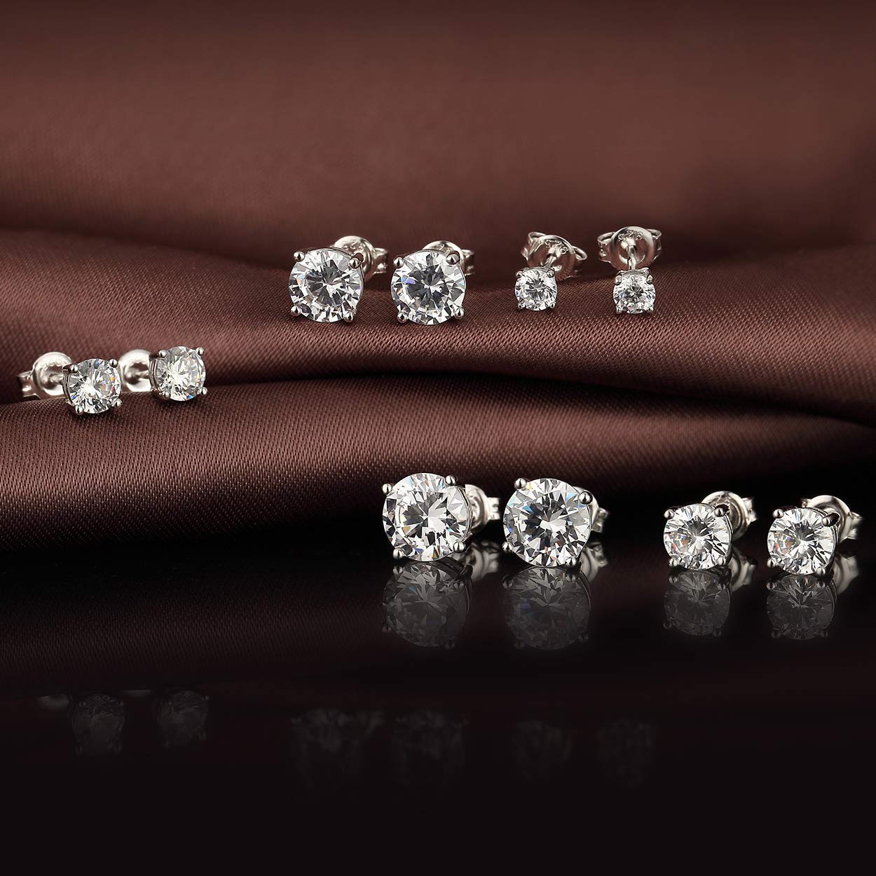 Diamond Studs Cubic Zirconia Earrings Sterling Silver Diamond Earrings ZowBinBin Cubic Zirconia Studs Silver CZ Stud Earrings for Women Diamond Stud Earrings Cubic Earrings Fake Diamond Earrings