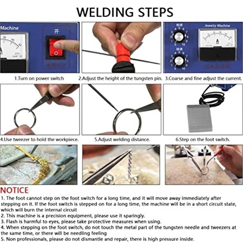 GAOMIN Jewelry Spot Welding Machine,50A Adjustable Pulse Spot Welder,400w Gold Silver Platinum Spot Welder,Welding Range 0.5-1mm,Artisan Tools for Metal,Silver,Platinum,Jewelry Repair