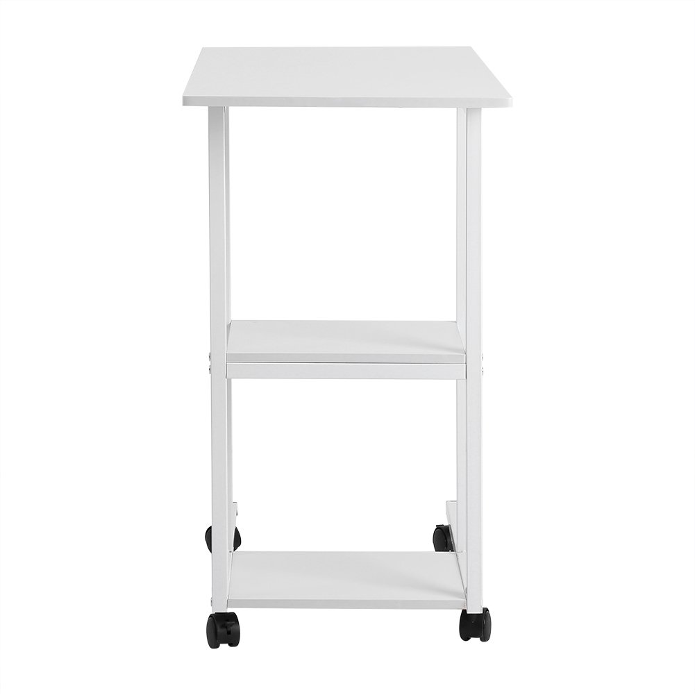 Ejoyous Side Tables Cart, Rolling Wheel Laptop Computer Desk Home Office Portable Mobile Over Bed Table Sofa Couch Side Table with Wheels Household Table, White