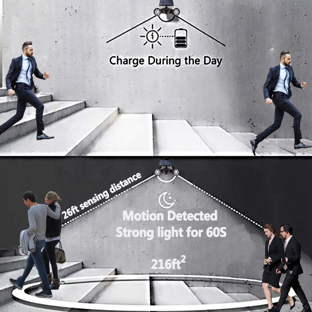 Egreat Outdoor Solar Light, Motion Sensor Security LED Light Dusk to Dawn Wireless, 2-in-1 Solar Powered Landscape Spot Lights Waterproof for Yard Driveway Lighting, (Black, Solar PIR Spotlight)