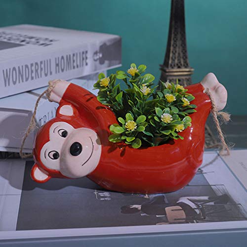 Hemoton Outdoor Pots 1pc Monkey Ceramic Flowerpot Succulent Office Pot Holder Animal Plant Porcelain Succulent Pots Pottery Table Succulent Planter Bonsai Landscape Ceramics Succulents