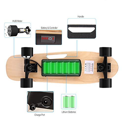 Electric Skateboard with Remote Control for Adults, 7 Layers Maple Longboard, 12 MPH Top Speed, 10 Miles Range (US Stock)
