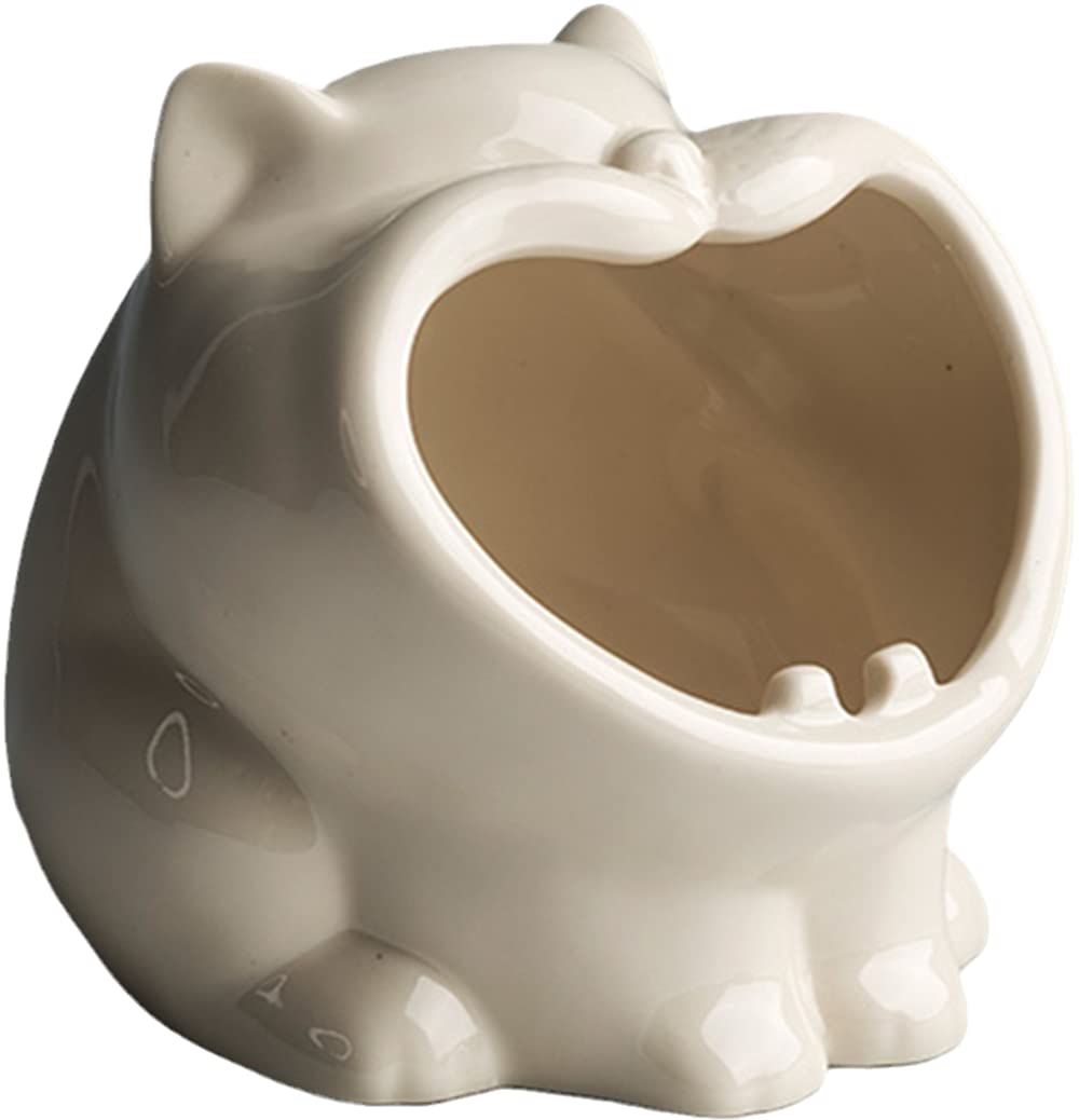 XIOU Desktop Ceramic Trash Can, Animals Garbage Can for Office Desktop, Small Bucket for Home Indoor Decoration, Cute Mini Tabletop Wastebasket (Dog-b (White))