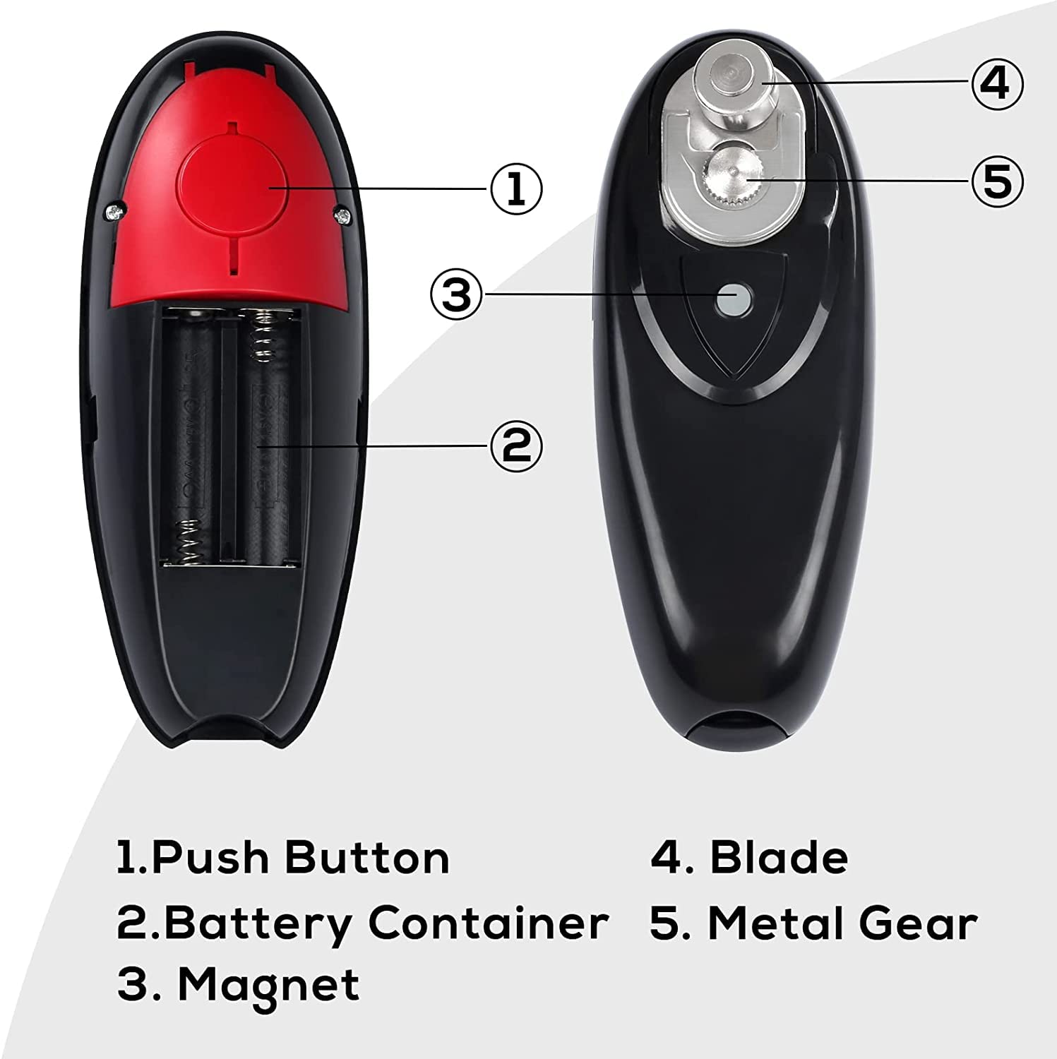 Egypticana Electric Can Opener with One-Touch On & Off Automatic for Any Size Smooth Edge Battery Operated for Kitchen Safety BPA Free Cordless