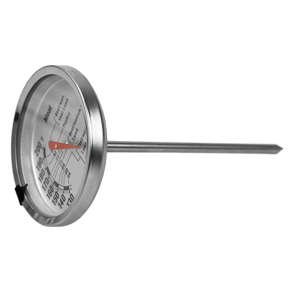 Home Basics, Silver (1 Instant Read Large Stainless Steel Mechanical Meat Thermometer, 2.5" x 2.5" x 5.25"
