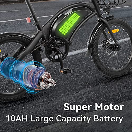 DYU Electric Bike for Adults Foldable 20" Rubber Tire Electric Bicycle with LCD Display, 36V 10AH Battery, 3 Ebike Modes,Adjustable Seat Height