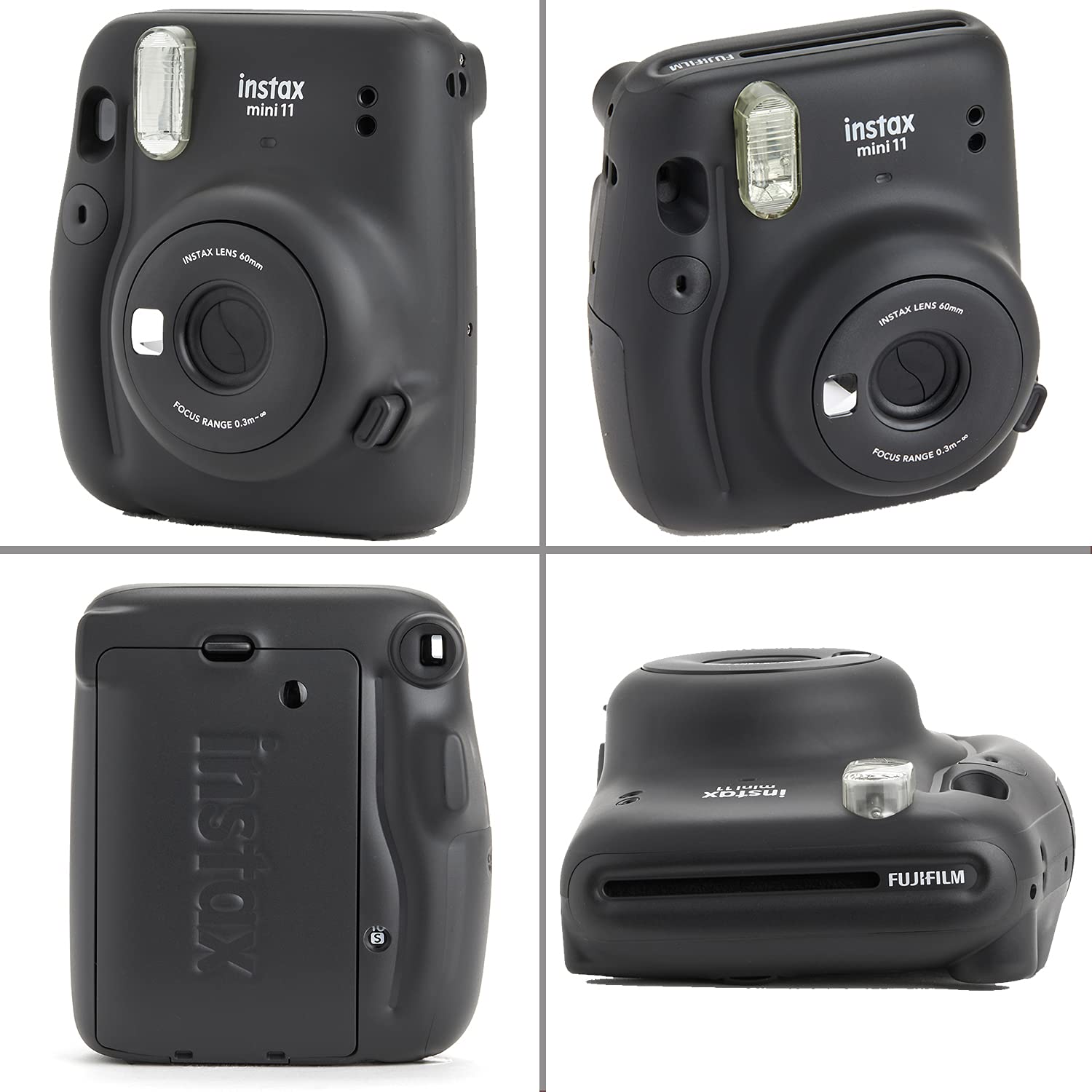 Fujifilm Instax Mini 11 Instant Camera + Instax Mini Twin Pack Film + Hanging Frames + Plastic Frames + Case + Close Up Filters - All Inclusive Bundle! (Charcoal Grey)