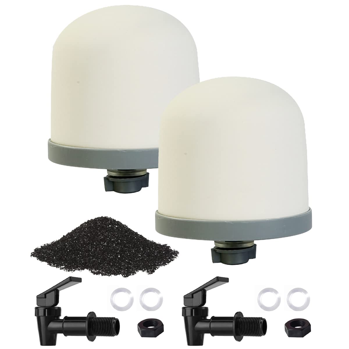 HUINING Replacement Ceramic Dome Water Filter with Coconut Shell Activated Carbon and Faucet Kit for Countertop,Household Water Bucket, Water Cooler Filtration Systems Water Pitcher