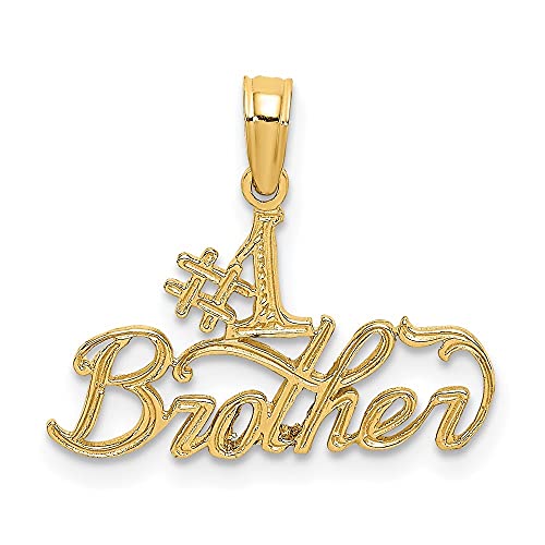 Diamond2Deal 14k Yellow Gold #1 Brother Charm (L- 15.2 mm, W- 19.95 mm), for Women