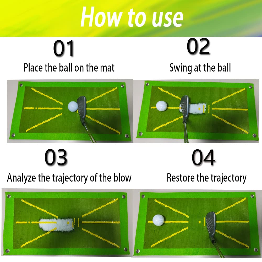 Golf Training Mat for Swing Detection Batting, Golf Hitting Mat That Analysis Swing Path and Correct Hitting Posture, Path Feedback Golf Mat, Golf Practice Mat for Indoor and Outdoor