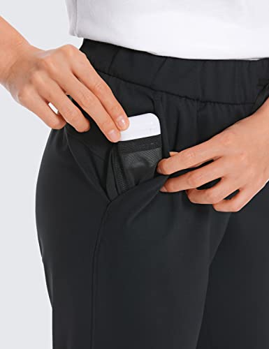 CRZ YOGA Womens 4-Way Stretch Athletic Pants - High Waisted Sweatpants Pockets Trave Lounge Workout Casual Work Trousers Black Small