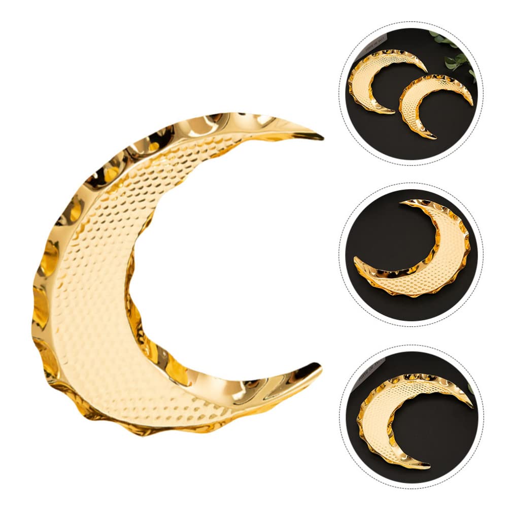 Eid Mubarak Decorations Moon Food Serving Tray Food Serving Plate Fruit Dessert Plates Dessert Food Storage Container Ramadan Muslim Islamic Party Golden Eid Mubarak Tray