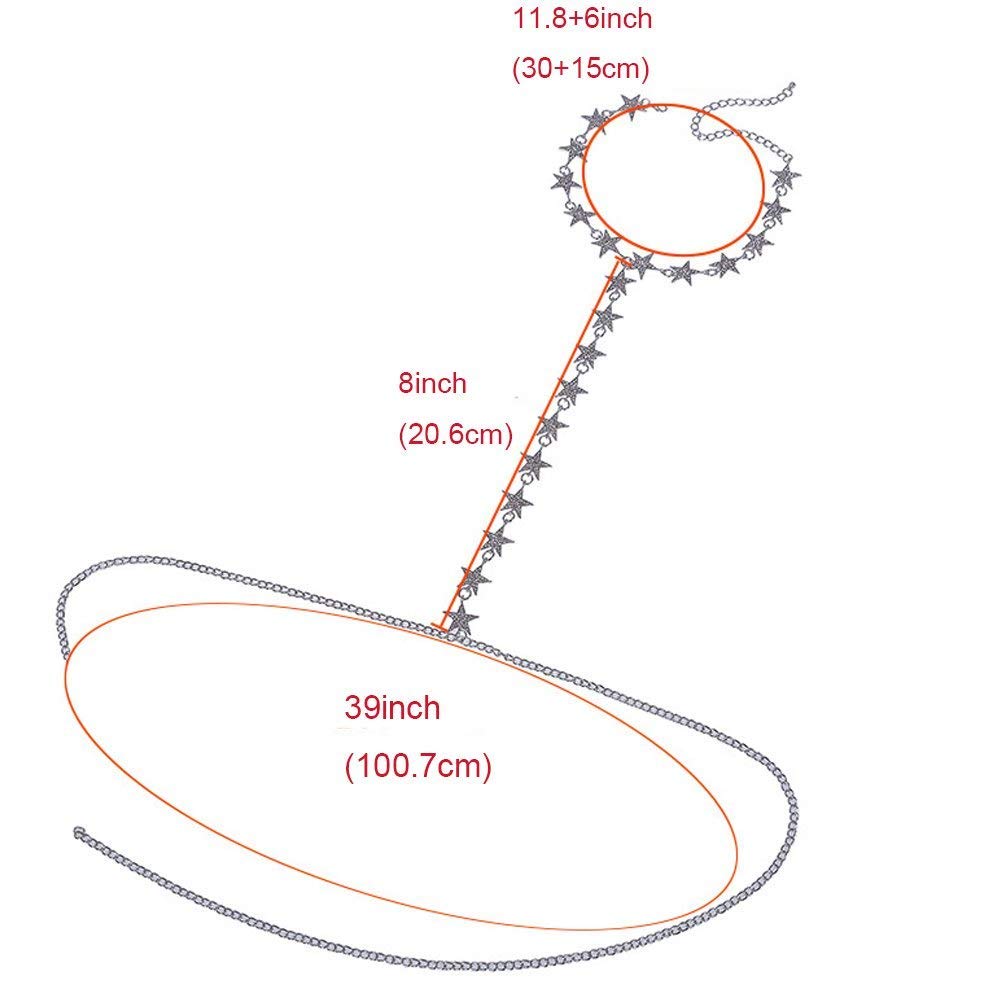 Elegant Luxury Harness Bikini Simple Choker Star Bralette Body Chains Belly Body Chain Jewelry Silver for Women Beach Accessories