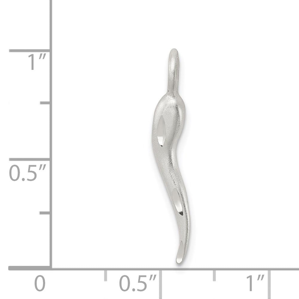 Diamond2Deal 925 Sterling Silver Italian Horn Pendant, for Women (L- 26 mm, W- 4 mm)