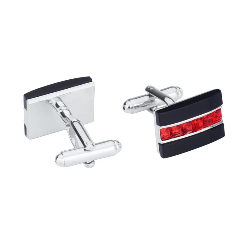 GPPZM Shirt Cufflinks for Mens Cuff Buttons Black Onyx Red Crystals Cuff Links Wedding Party Cufflink (Color : A, Size : One Size)
