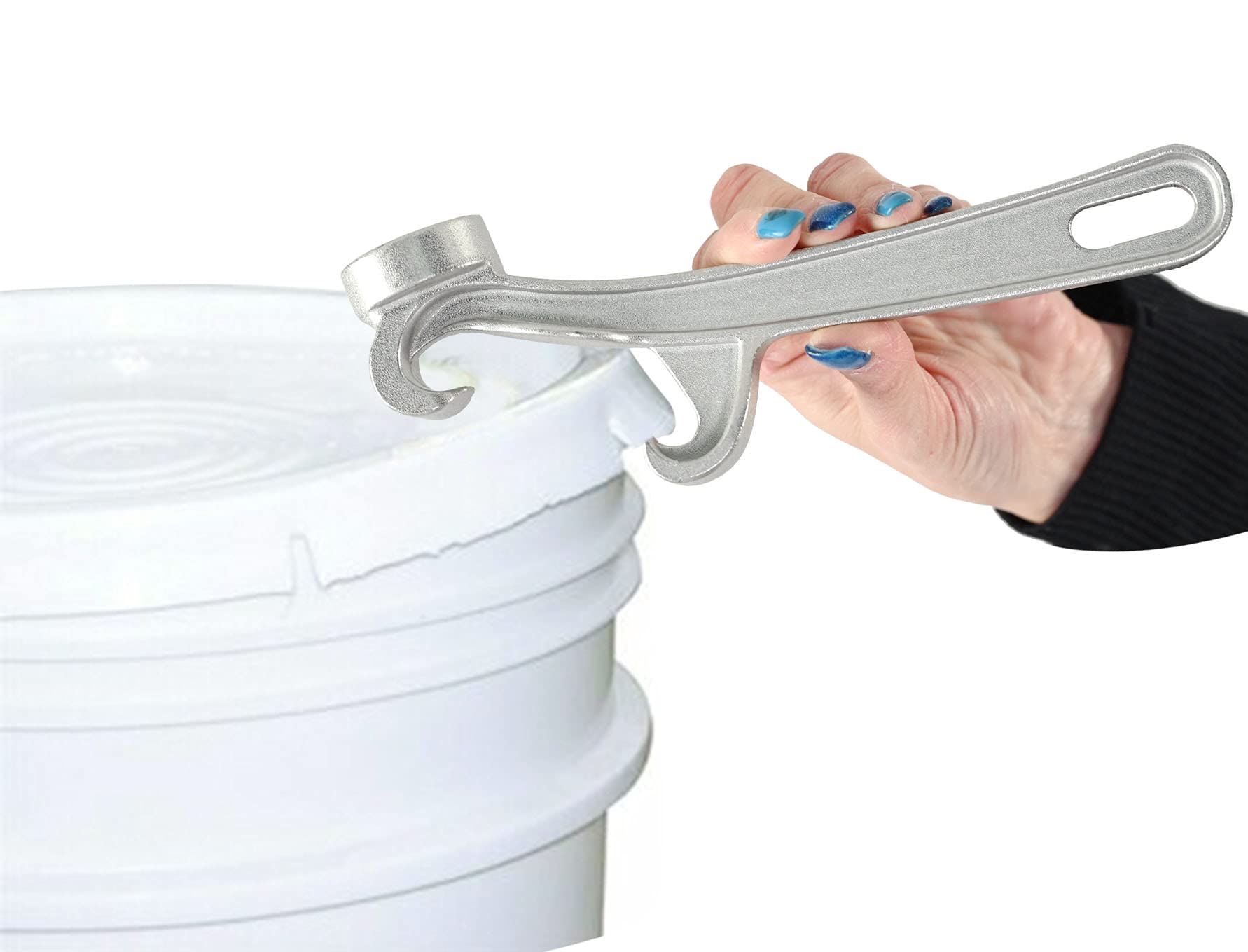 HOME-X Aluminum Pail Opener, Sturdy Bucket Lid Removal Tool, Handy Lightweight Aluminum Lid-Remover and Opener Tool, 8 ½” L x 2" W x 1 ¼” H, Silver