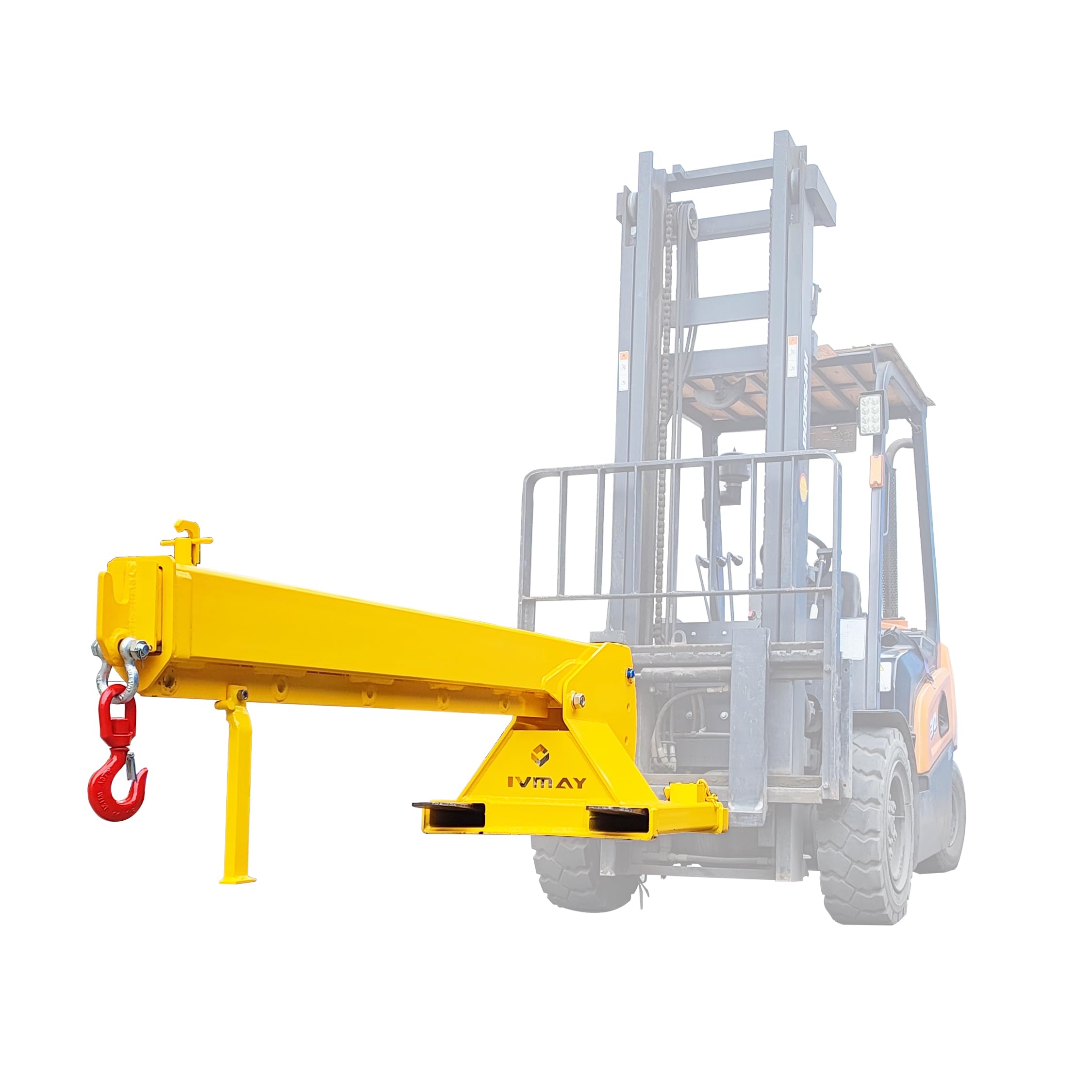LGXEnzhuo 4400LB Forklift Jib Boom Crane, Forklift Mobile Crane Lifting Hoist with 2 Hooks, Boom Length 7-11 ft, Adjustable Angle 0-75°, Forklift Boom Attachment Towing Handling Equipment