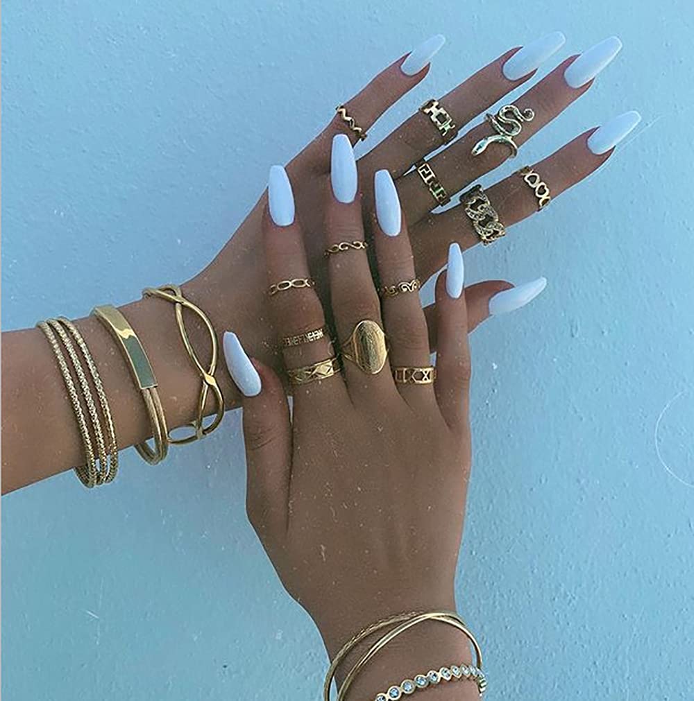 CSIYANJRY99 40PCS Vintage Knuckle Rings for Women Bohemian Stackable Snake-Shaped Rings Set with Hollow Engraved Flower Leaves