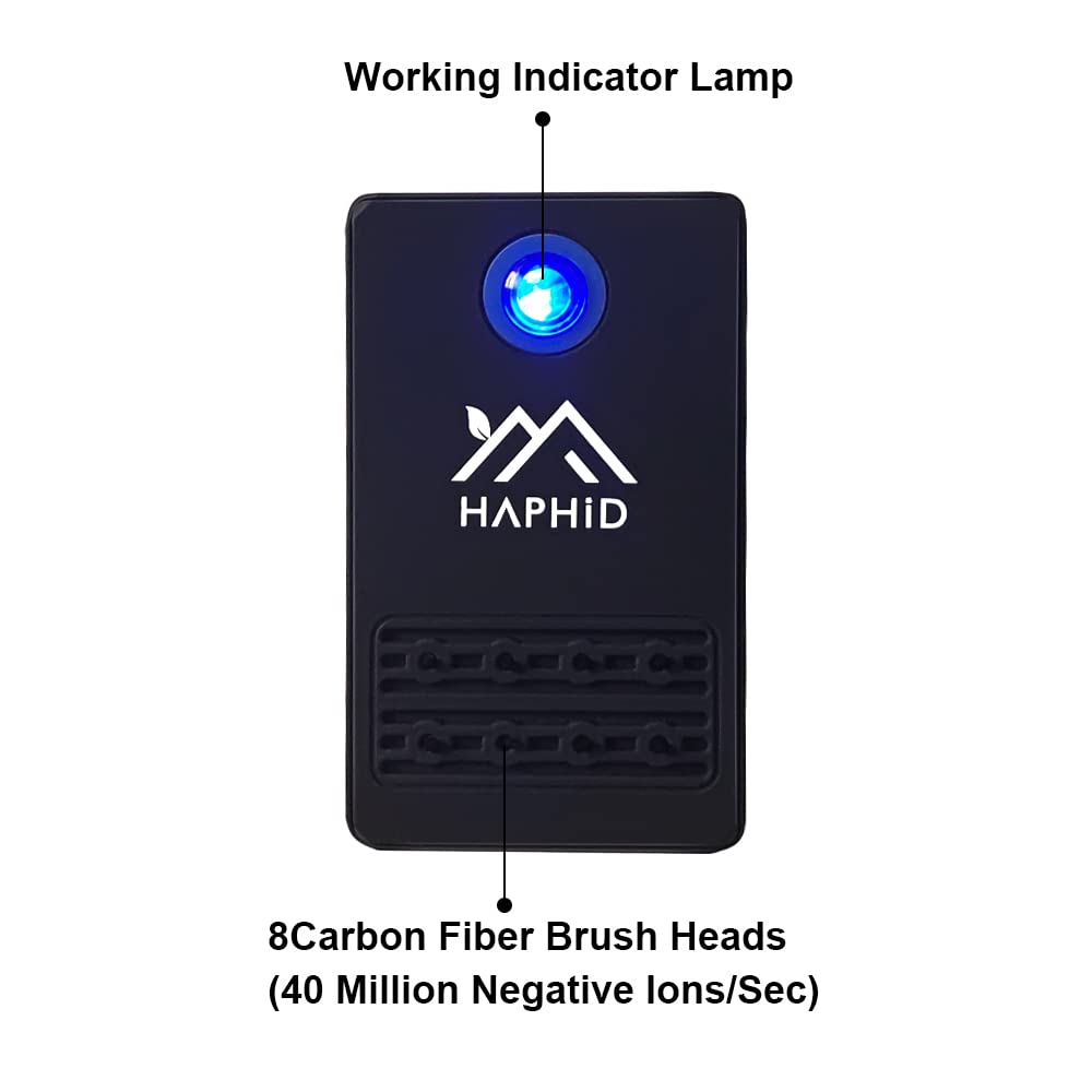 HAPHID Ionizer Air Purifier/Plug in Air Purifier with Highest Output - Up to 40 Million Anions,Filterless Ion Air Purifier for Home&Office Purify:Odors,Pets Smell Etc(1-Pack), Black, AP08B1