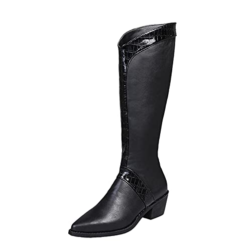 FASDNENDYS Boots for Women Ankle Booties Solid Women's Heel Shoes Fashionable Pointed Color Autumn Comfortable 9w Boots Black