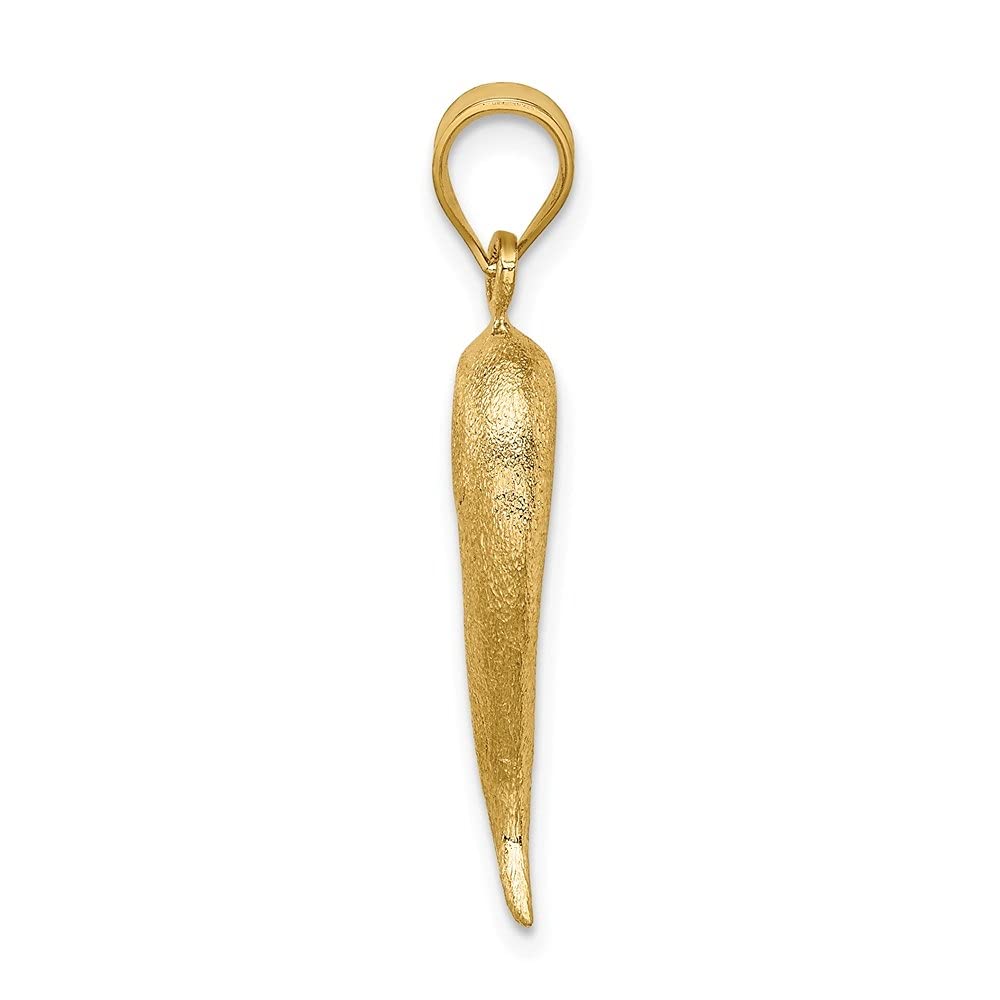 Diamond2Deal Gift for Mothers Day 14k Yellow Gold Brushed 3D Italian Horn Pendant