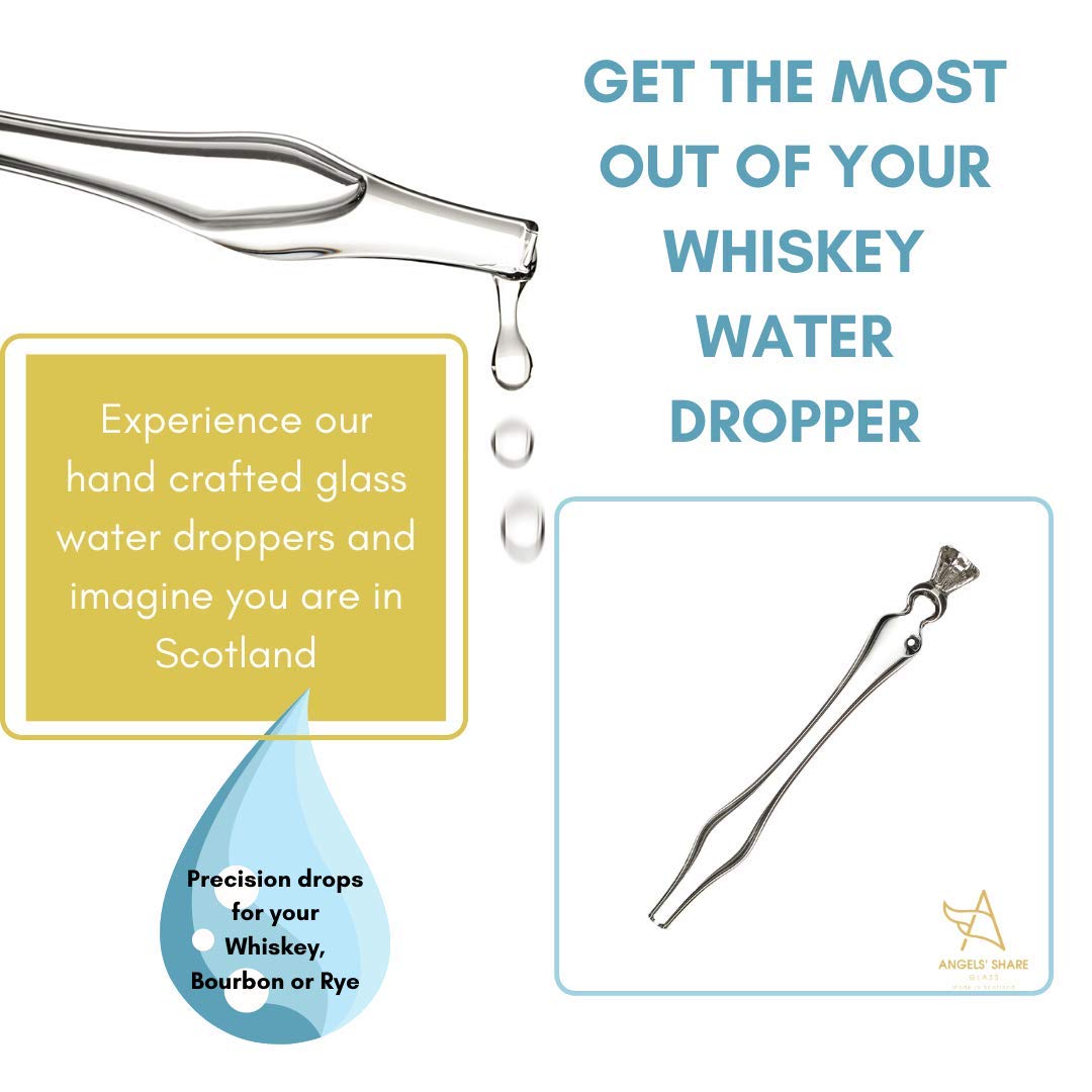 Glass Whiskey Water Dropper with a Glass Angel Top,Made in Scotland - Water Pipette for Scotch, Whiskey, Bourbon Gift, Whiskey Bar Accessory by Angels Share Glass