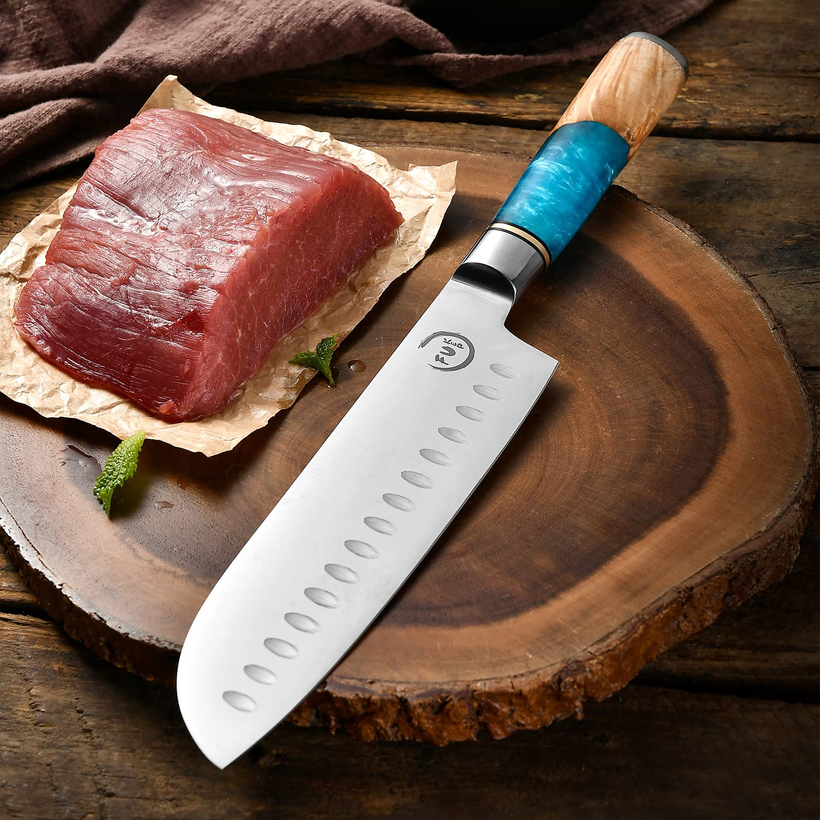 Fukep Santoku Knife + Paring Knife, HC Stainless Steel Super Sharp Kitchen Knife