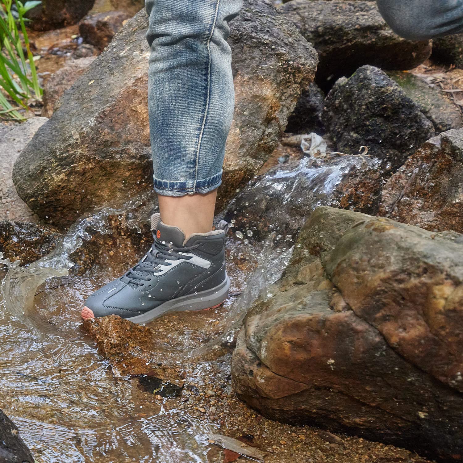 FitVille Extra Wide Womens Hiking Boots High Top Outdoor Waterproof Trekking Work Boots Soft Toe with Arch Support-Rugged Core(Grey, 9 X-Wide)