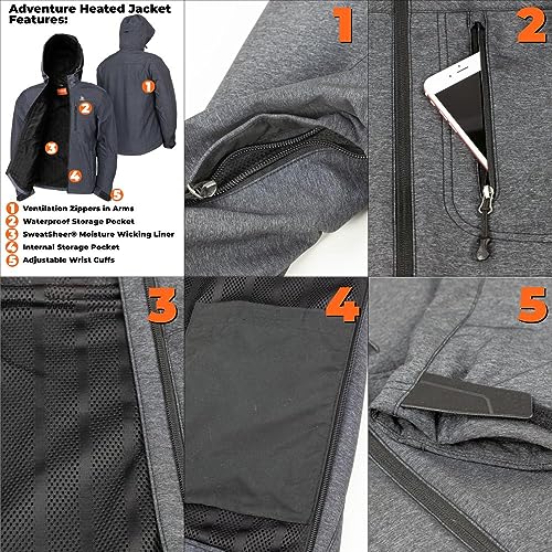 Fieldsheer Adventure - Men's Electric Heated Jacket with Battery - Heather Grey, 2X-Large