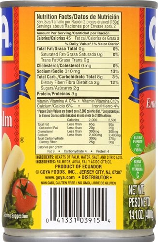 Goya Foods Whole Hearts of Palm (Palmitos), 14.1 Ounce (Pack of 12)